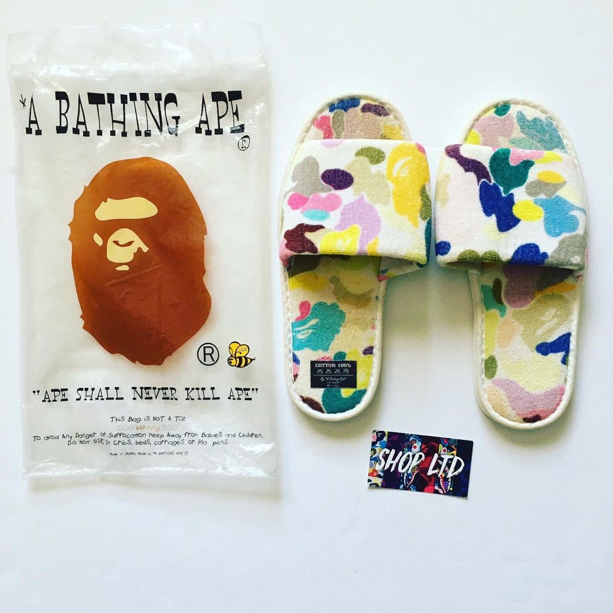 Bape A Bathing Ape 2002 Terry Cloth Multi Camo Slides Flip Flops | Grailed
