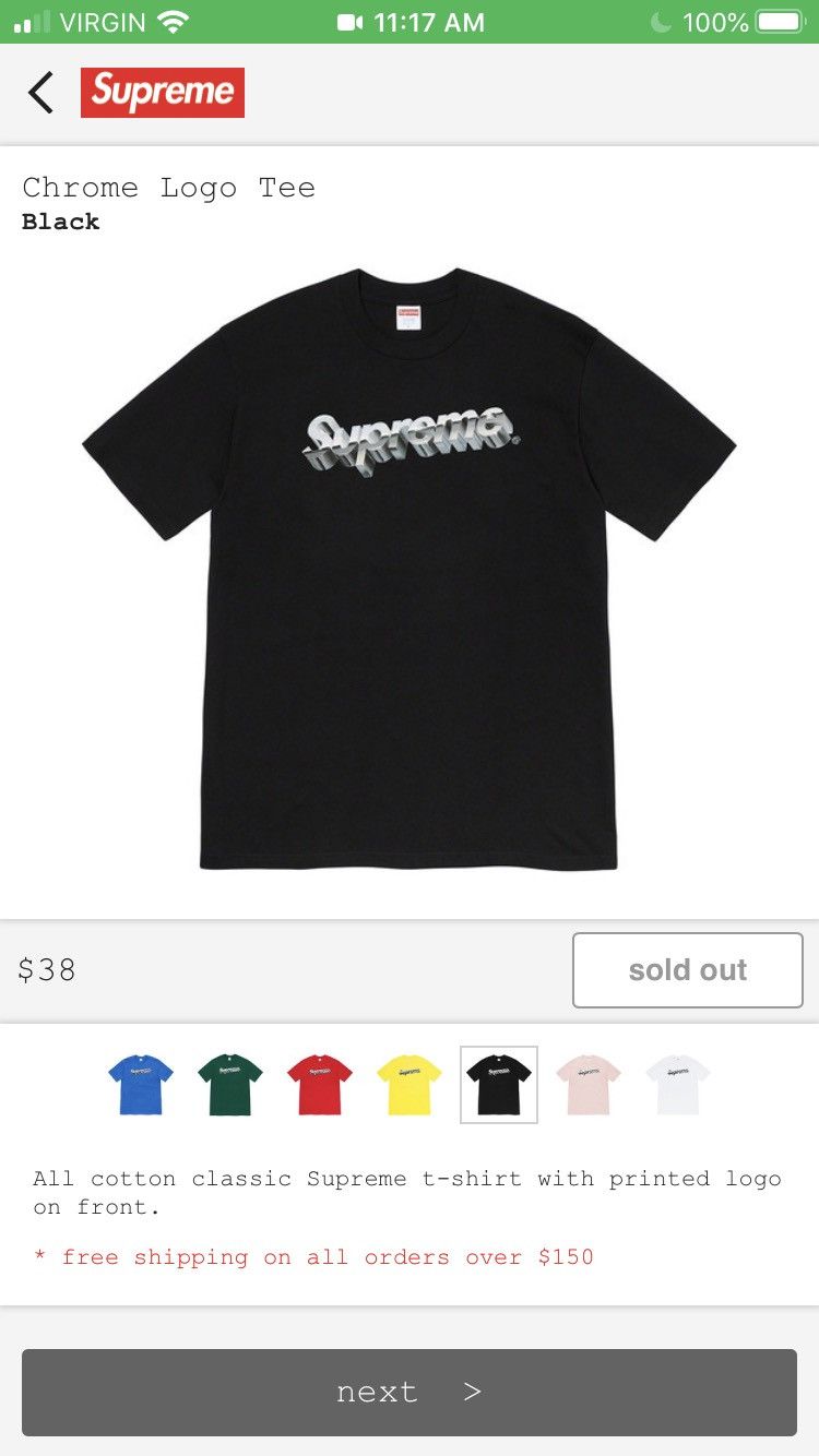 Supreme Chrome Logo Tee Tops