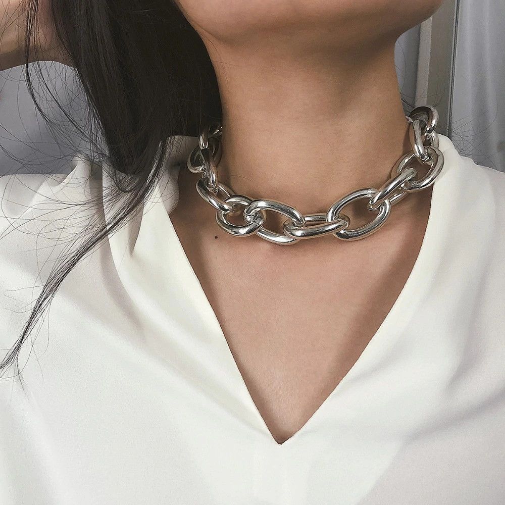 Silver Big Link Chain Choker Necklace silver xxxtentacion uzi vert ...