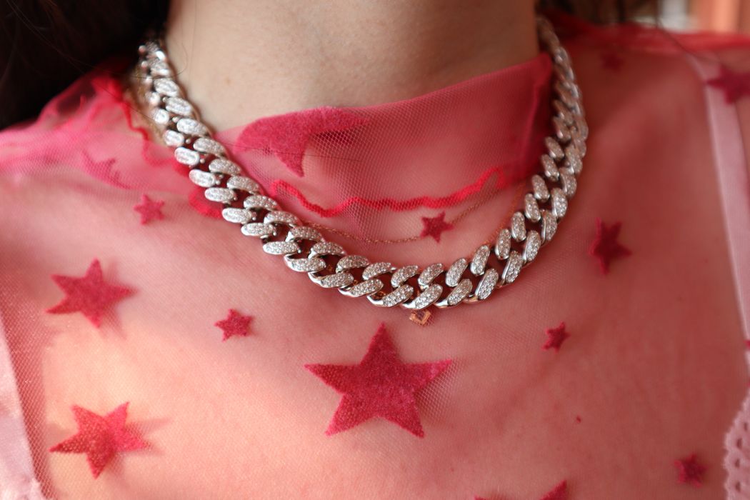 Cuban Link Chain womens 16 inch white gold Miami Cuban Link choker ...