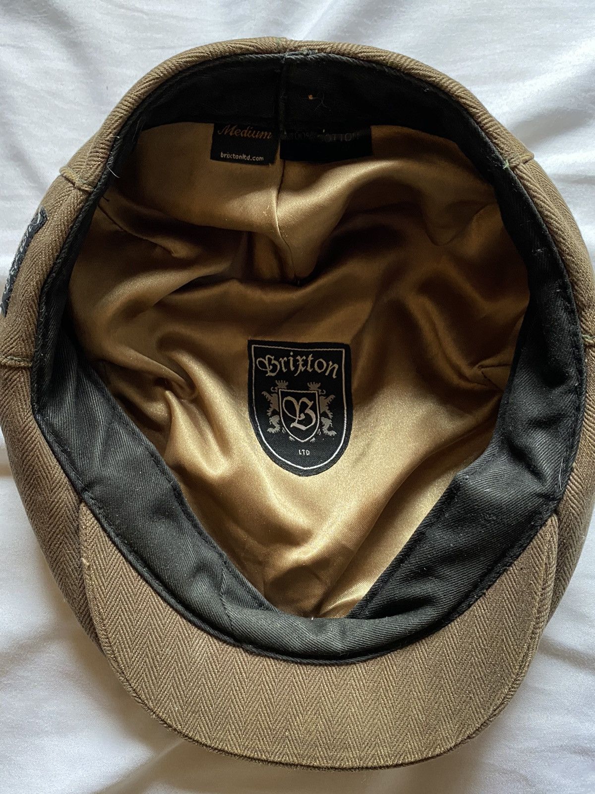 Brixton Olive green Paperboy cap with button enclosure (size medium ...