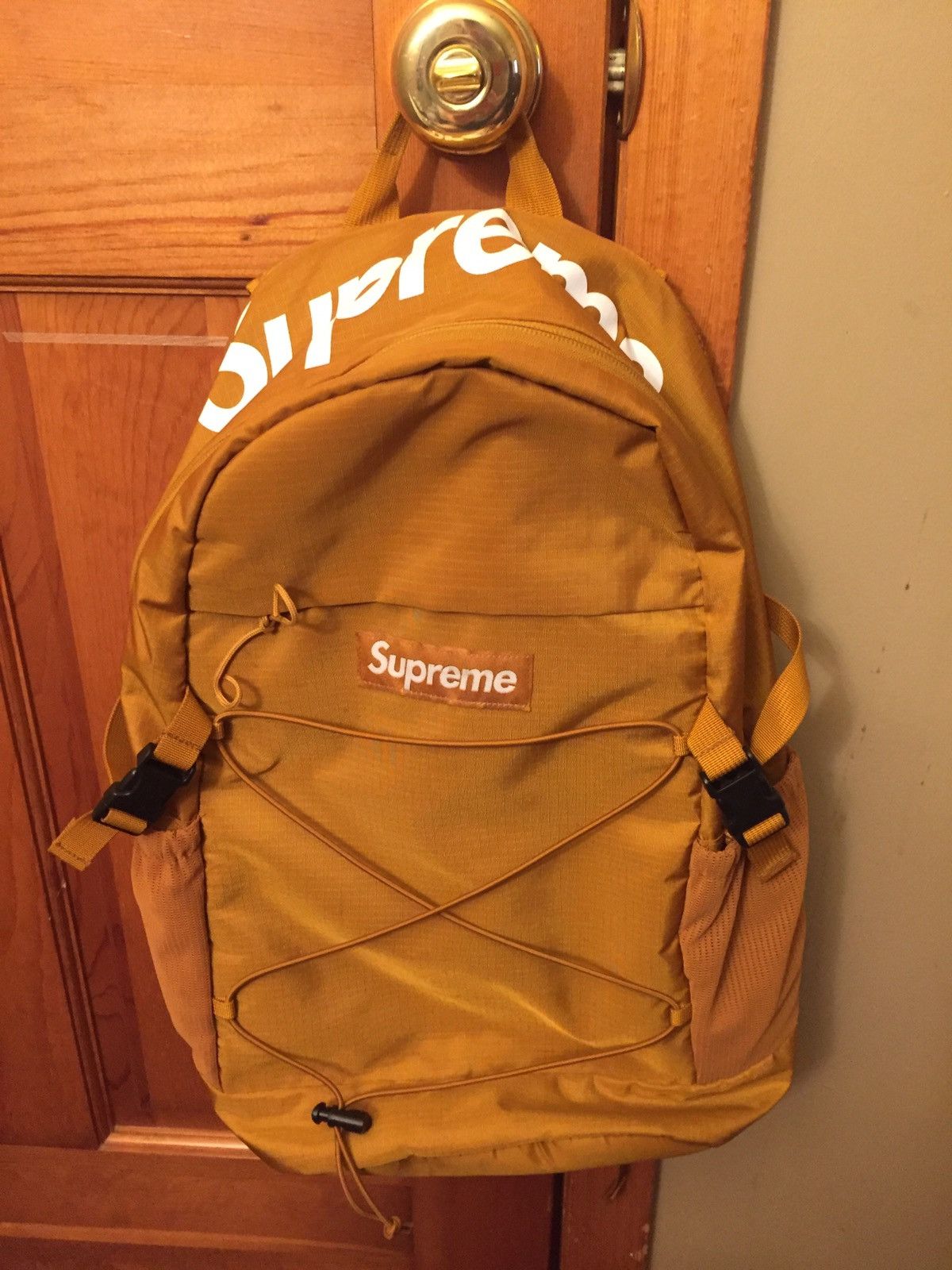 Supreme gold cordura backpack | Grailed