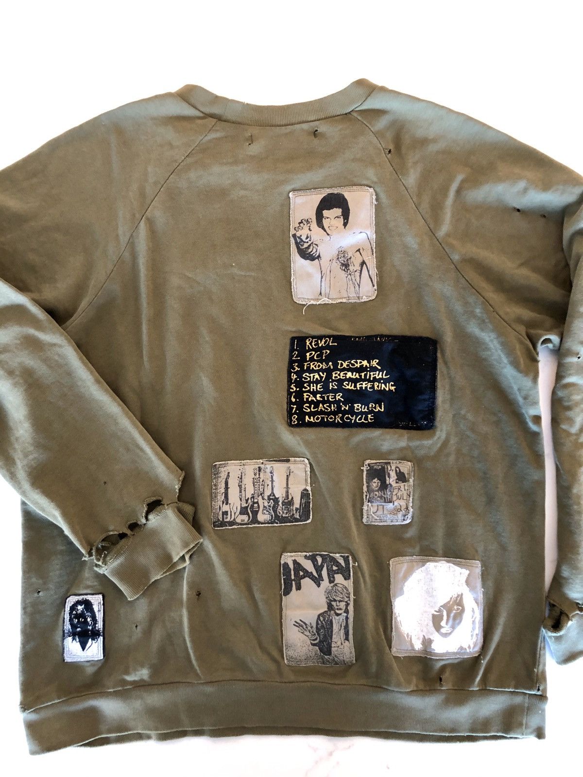 Raf Simons Riot Riot Riot Patched Distressed Crewneck | Grailed