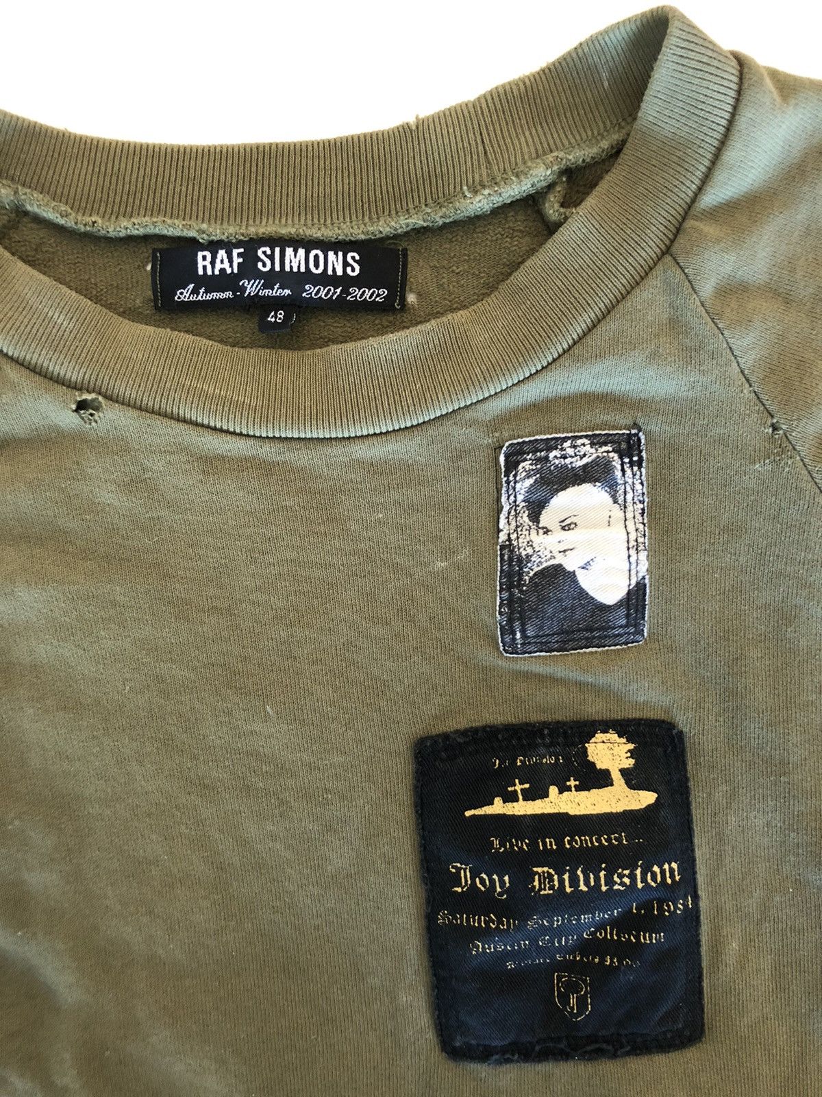 Raf Simons Riot Riot Riot Patched Distressed Crewneck | Grailed