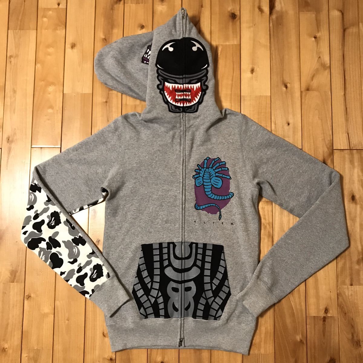 Bape 2017 ALIEN FACE FULL ZIP HOODIE shark BAPE | Grailed