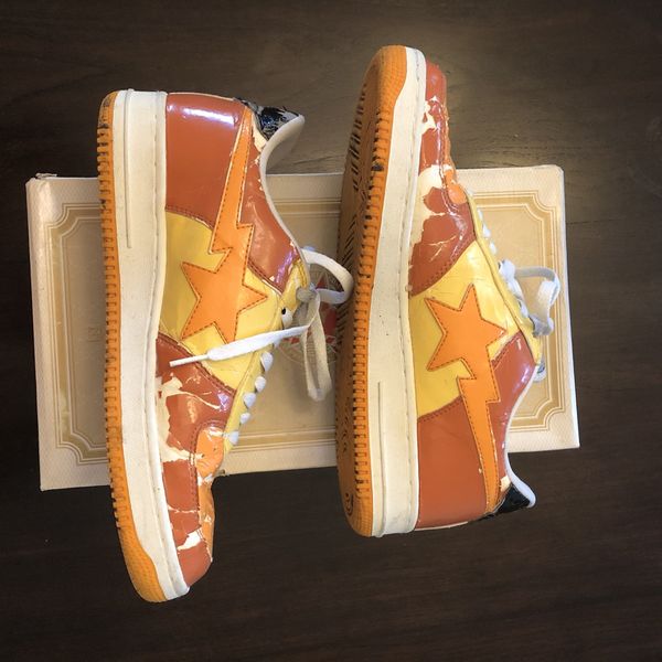 Bape Orange/black/yellow Bapestas Ape Head | Grailed