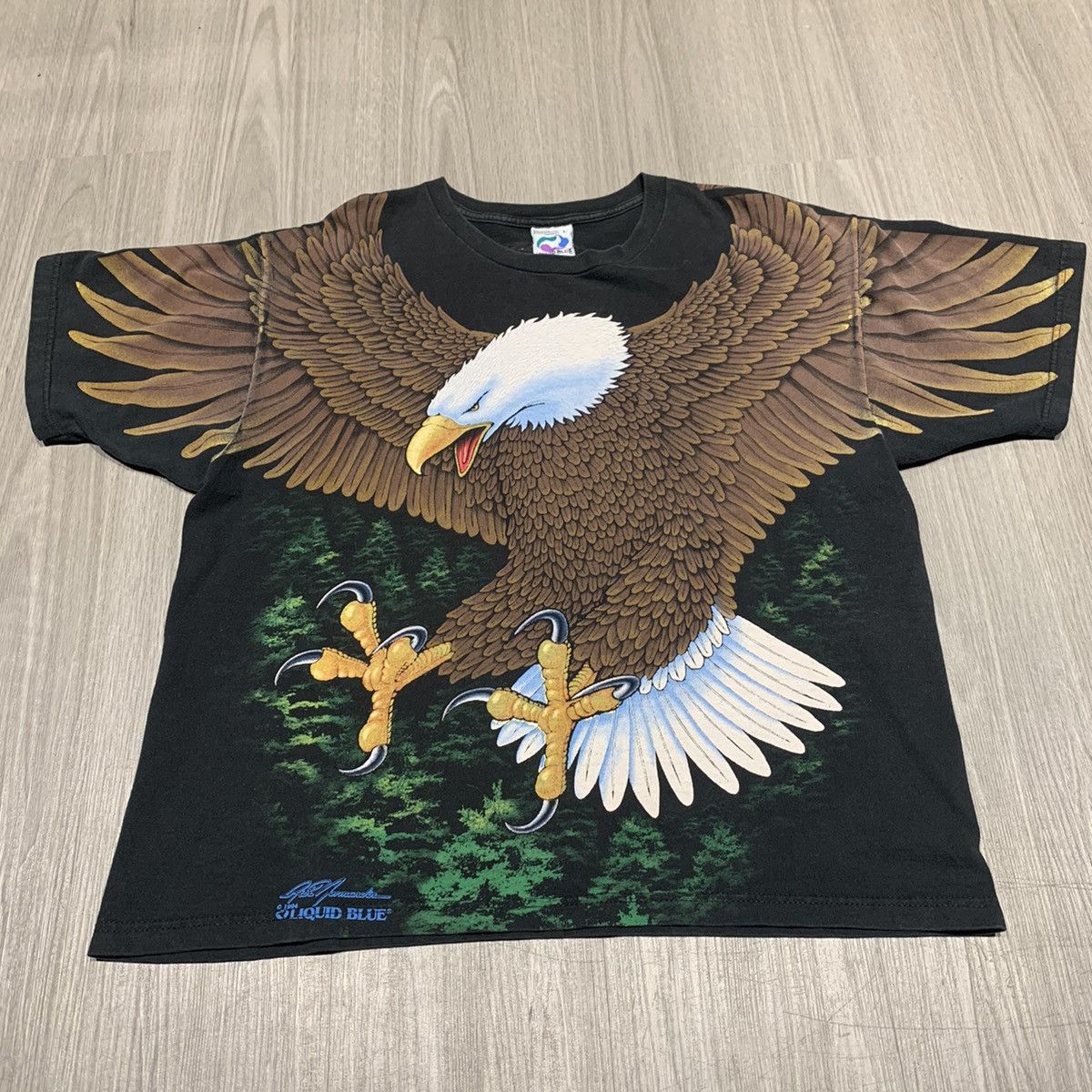 Travis Scott Liquid Blue Eagle Tee | Grailed