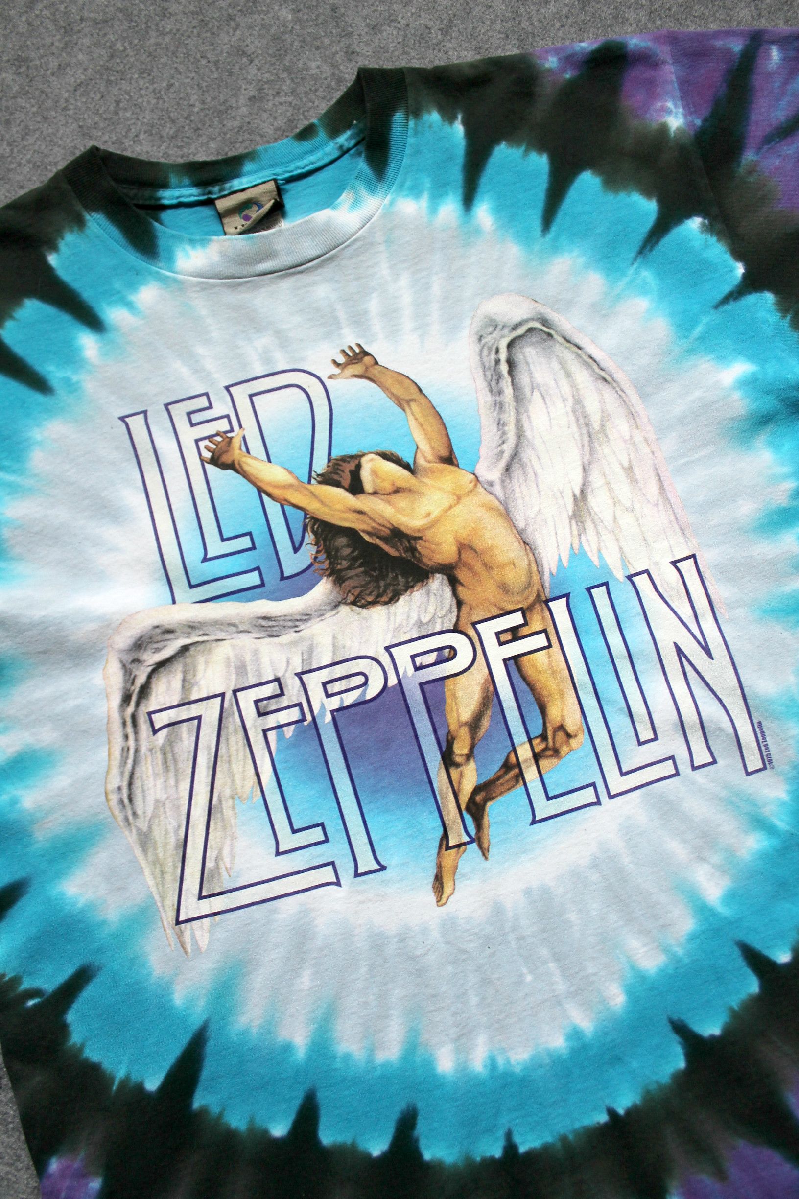 Vintage Liquid Blue Led Zeppelin 1975 Icarus Swan Song Tie Dye 90s ...