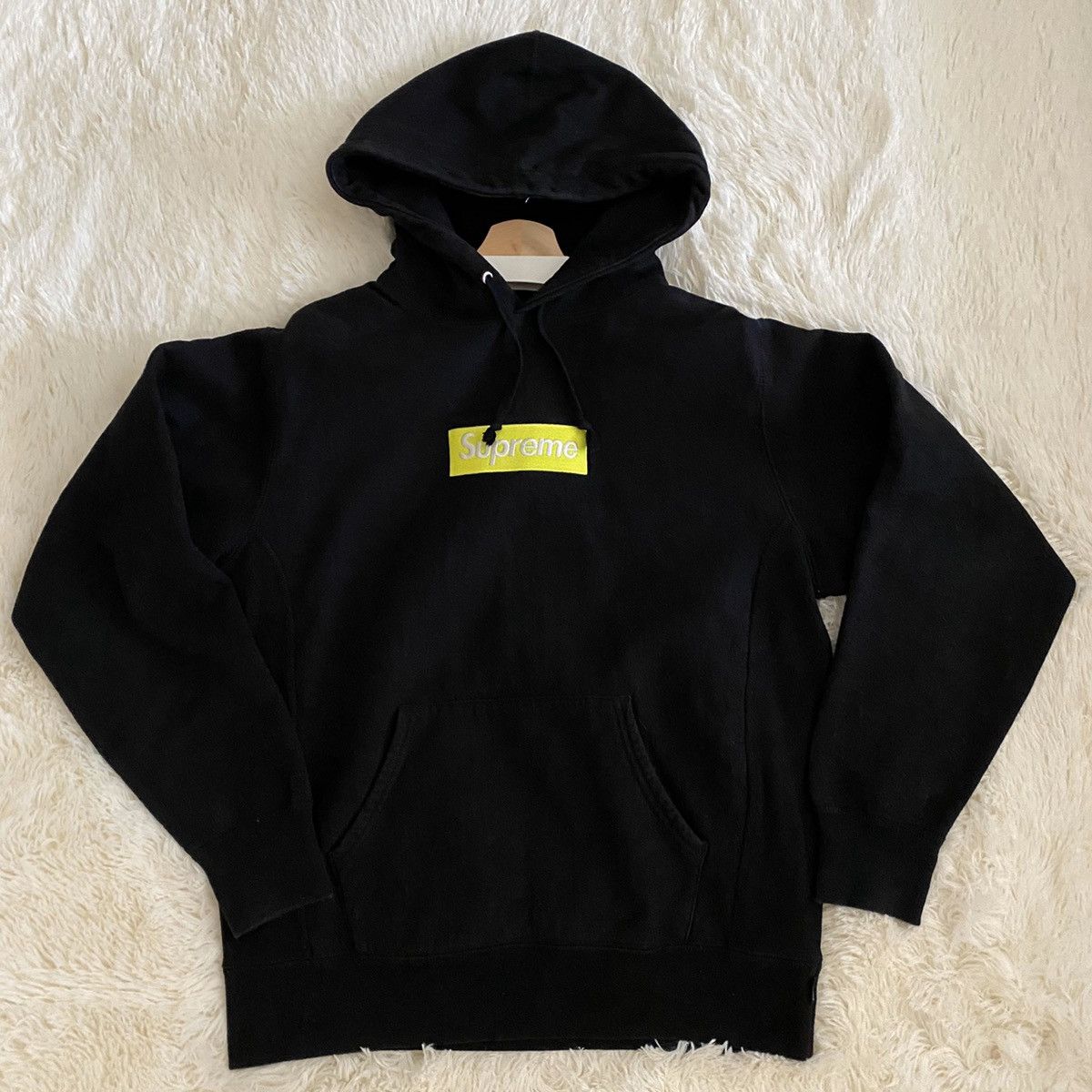 Supreme Supreme FW 17 box logo hoodie green lime on black | Grailed