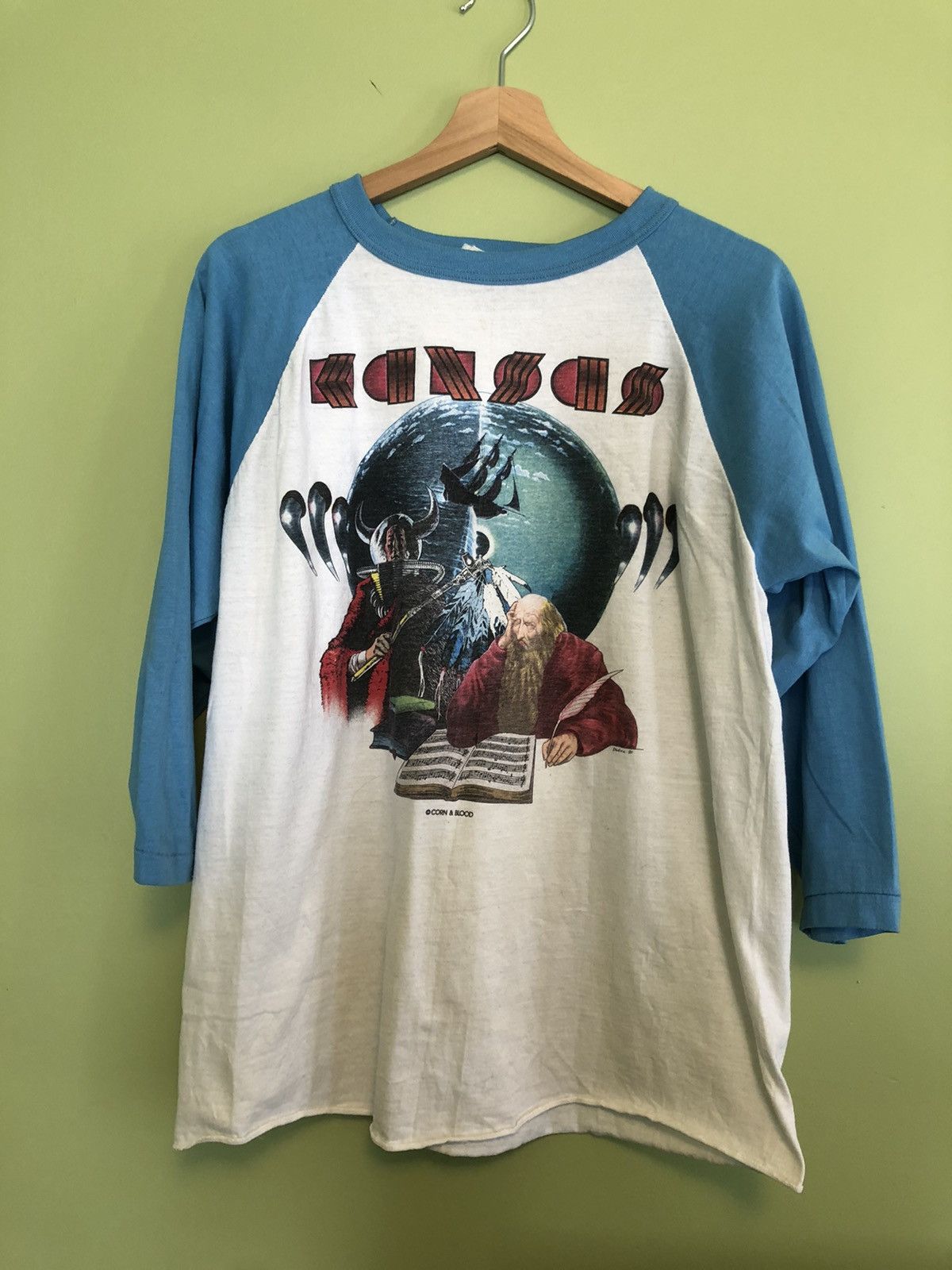 Vintage SUPER RARE Vintage 80s Kansas Band Raglan Album Collage | Grailed