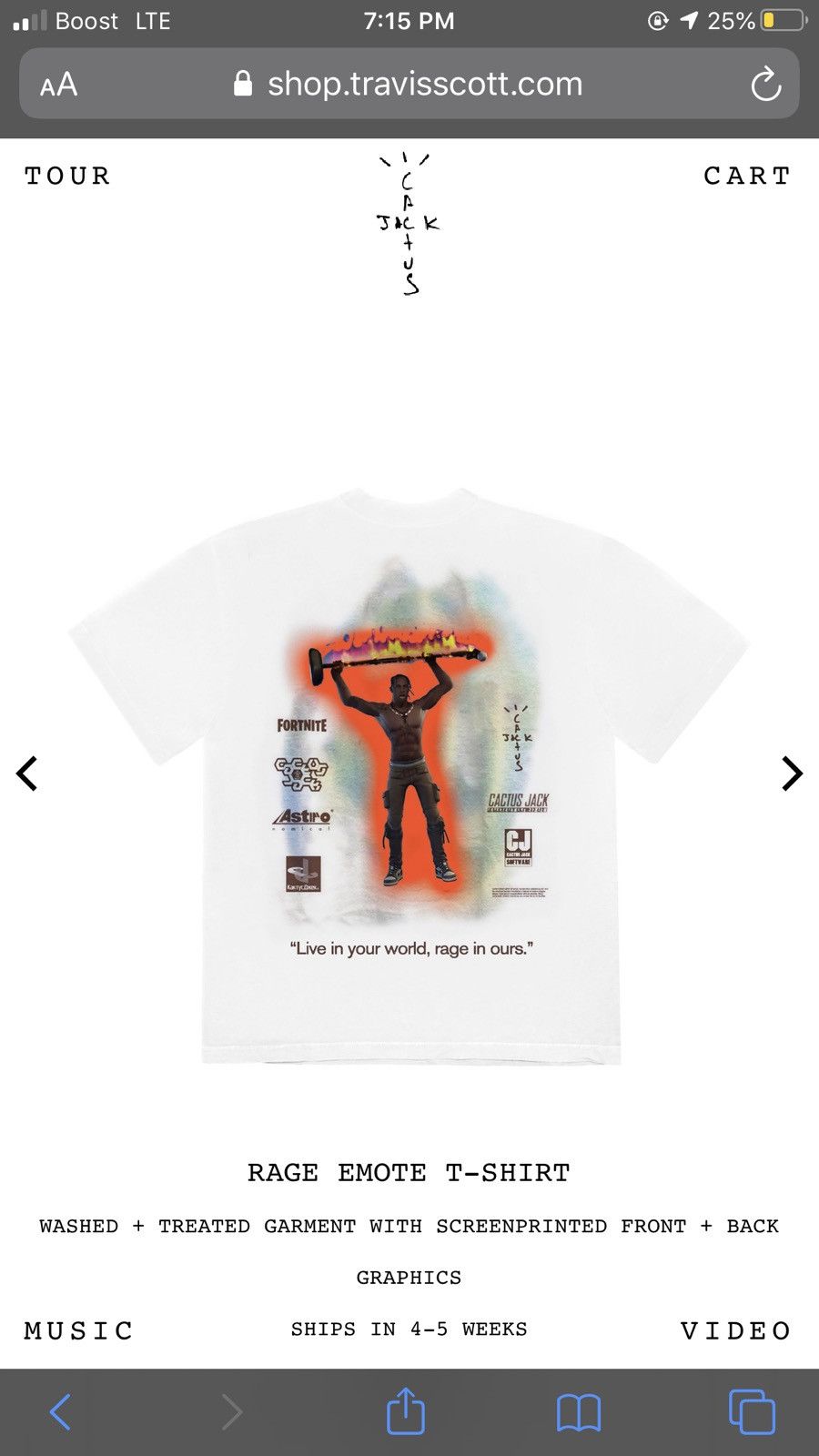 La Flame × Travis Scott Travis Scott x Fortnite Rage Emote Tee | Grailed