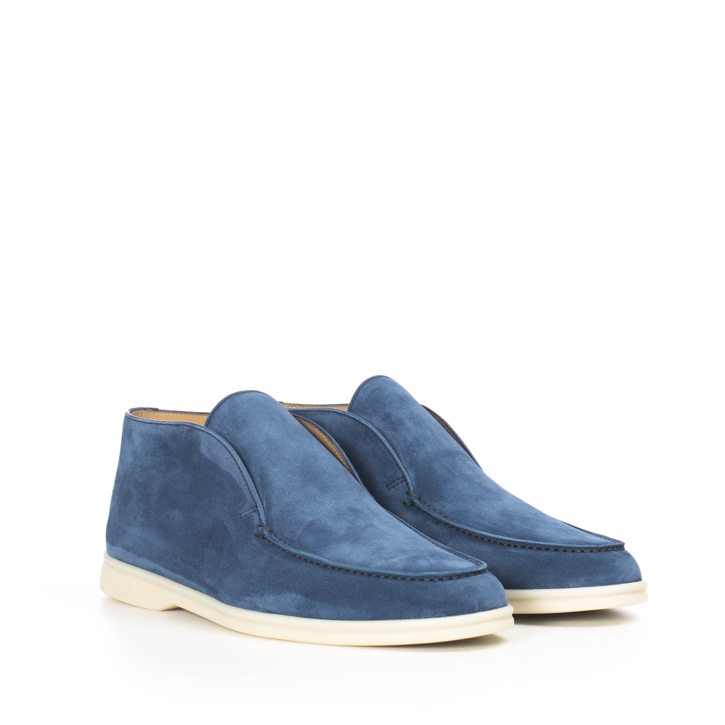 Loro Piana Open Walk Ankle Boots In Cobalt Ink Blue Suede Calf Skin ...