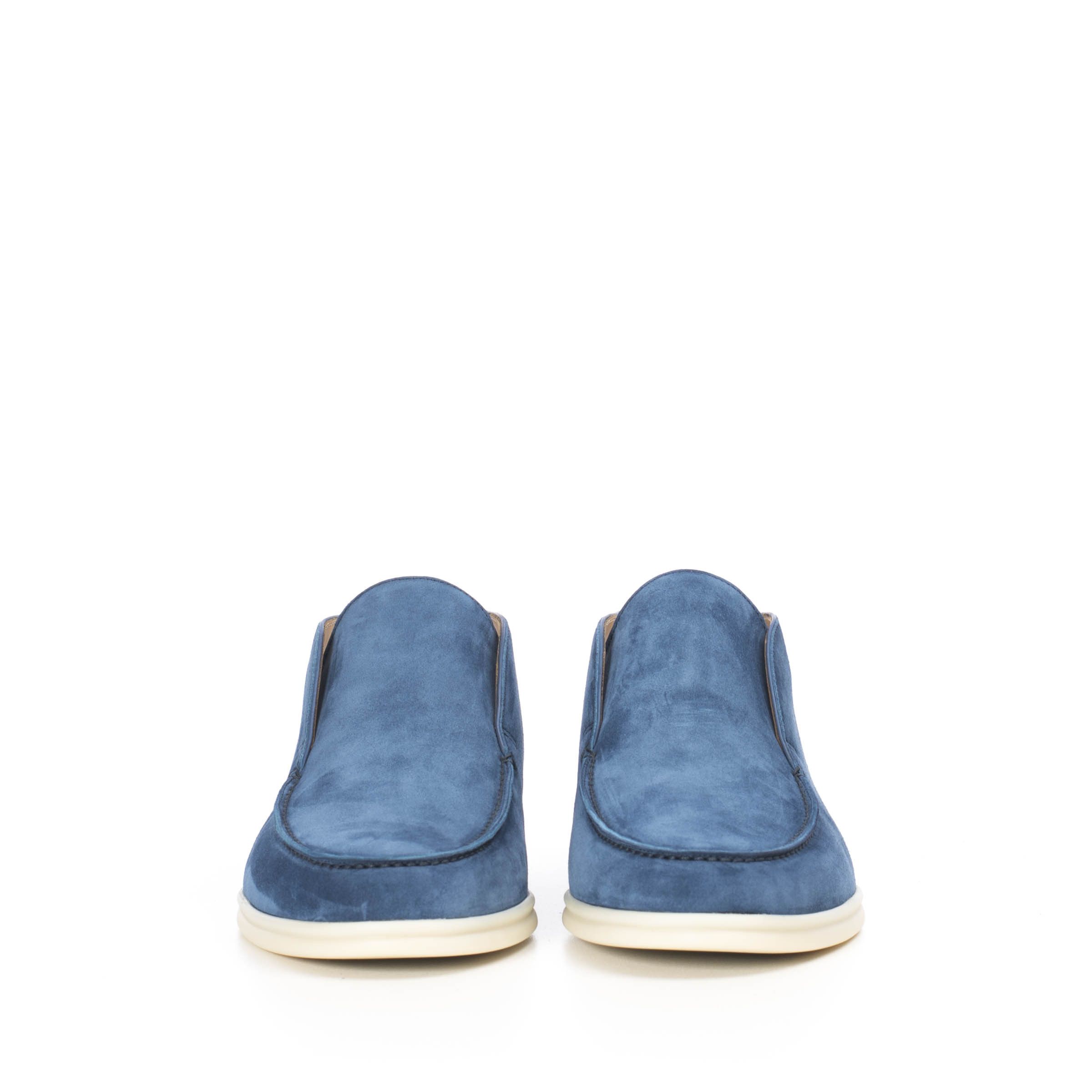 Loro Piana Open Walk Ankle Boots In Cobalt Ink Blue Suede Calf Skin ...