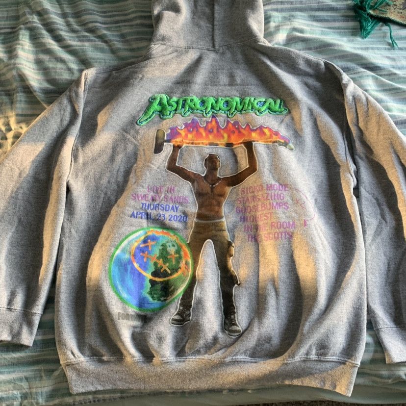 Travis Scott Travis Scott Fortnite Gray CJ Astro Back Bling Hoodie ...