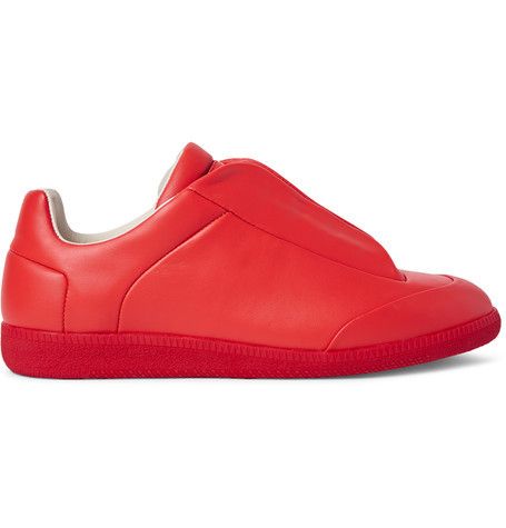 Maison Margiela Future Red Low Top Leather Sneakers 44.5 | Grailed