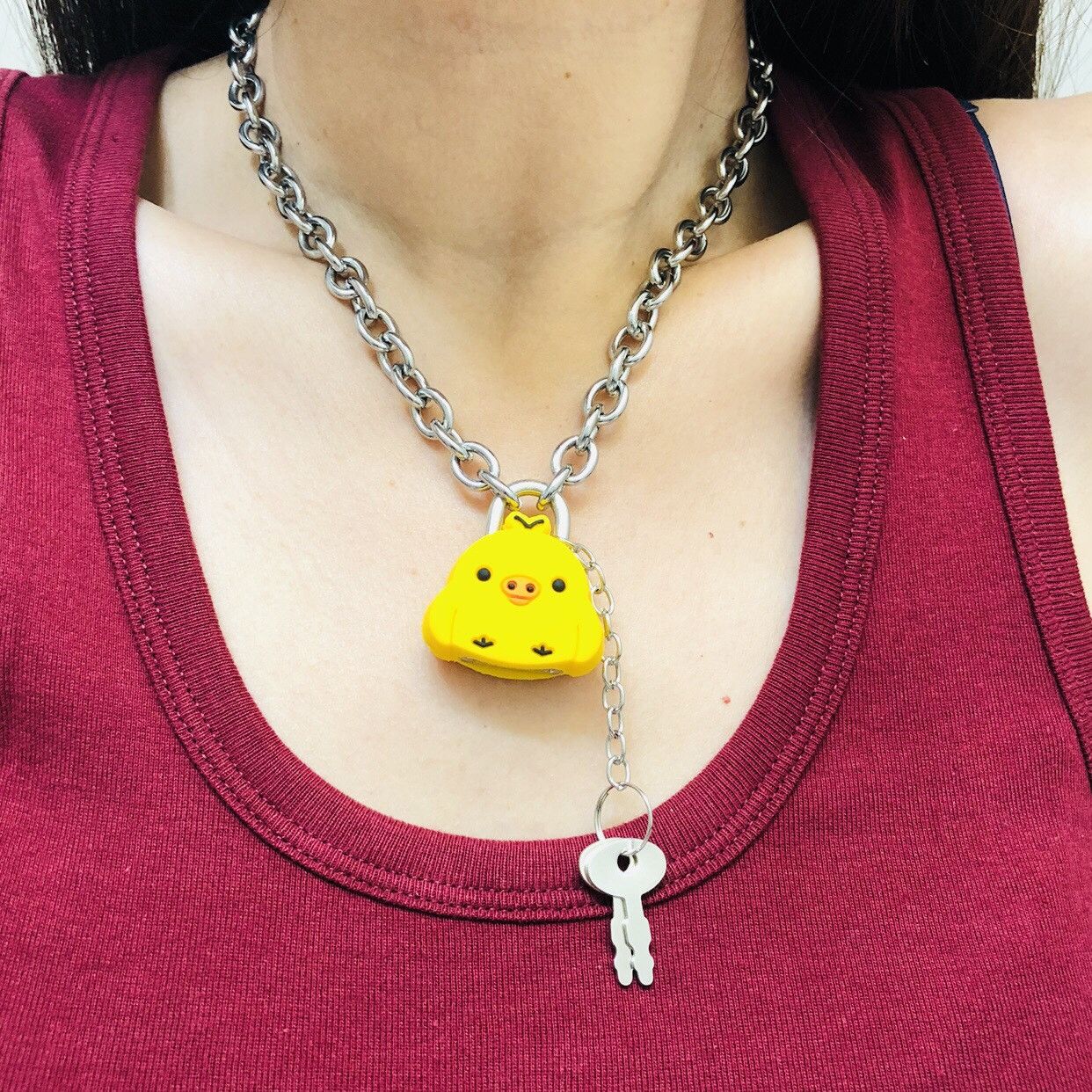 Rockers × Streetwear Cute Little Chic Padlock stainless steel chain ...