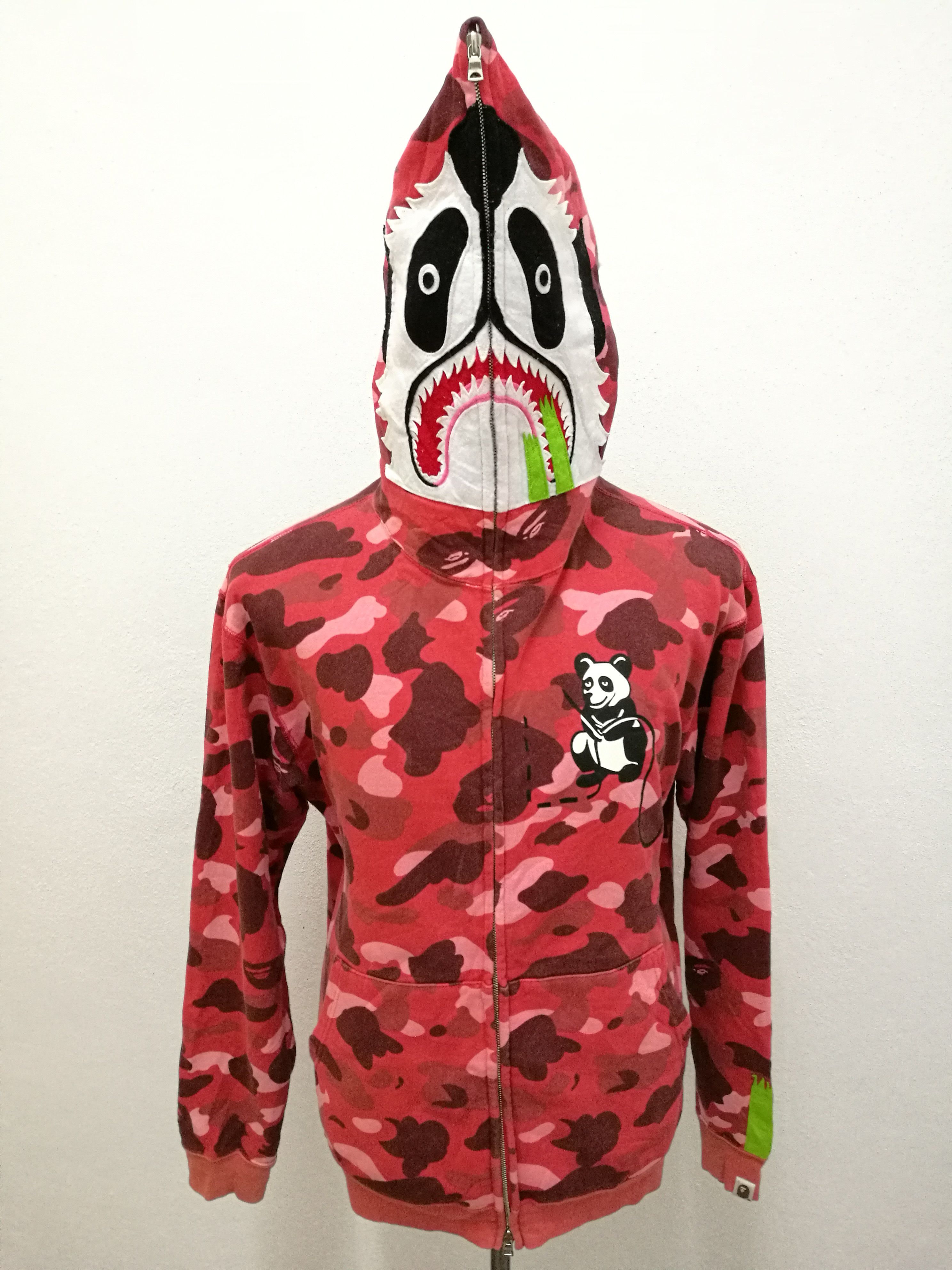 Bape BAPE A Bathing Ape Authentic Panda Full Zip OG Red Camo Hoodie ...