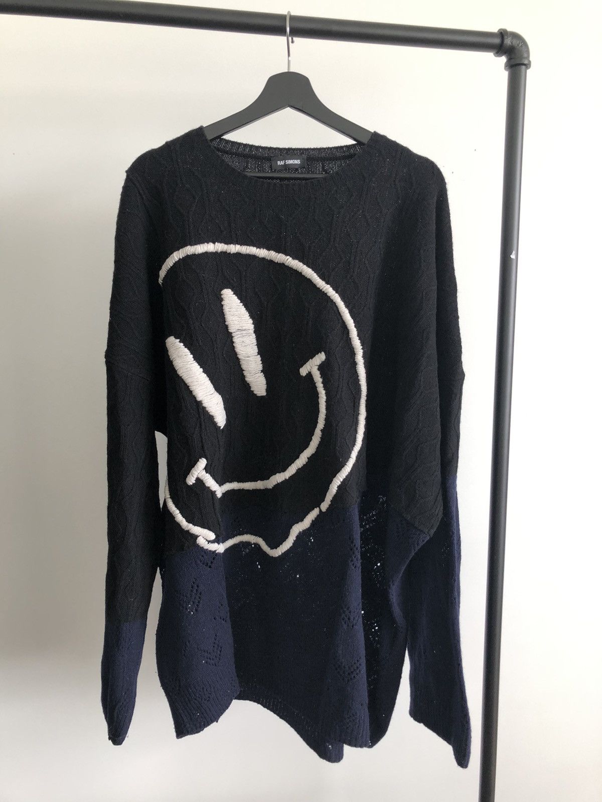 Raf Simons Smiley Face Intarsia Knit Sweater | Grailed