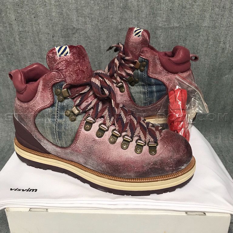 Visvim [9] VISVIM SERRA BOOTS (DENIM) BURGUNDY | Grailed