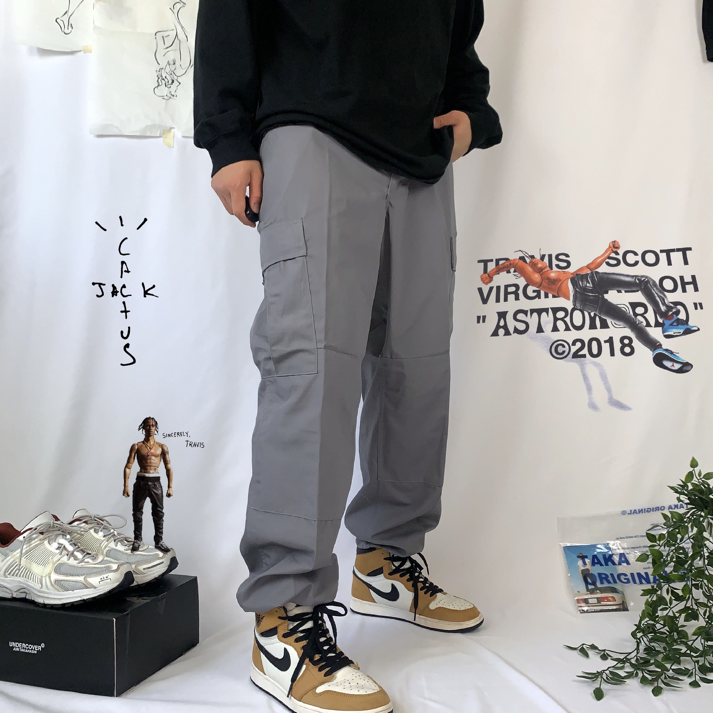 Travis Scott × Vintage Utility Taper Cargo Pants 32 Adjustable Gray ...