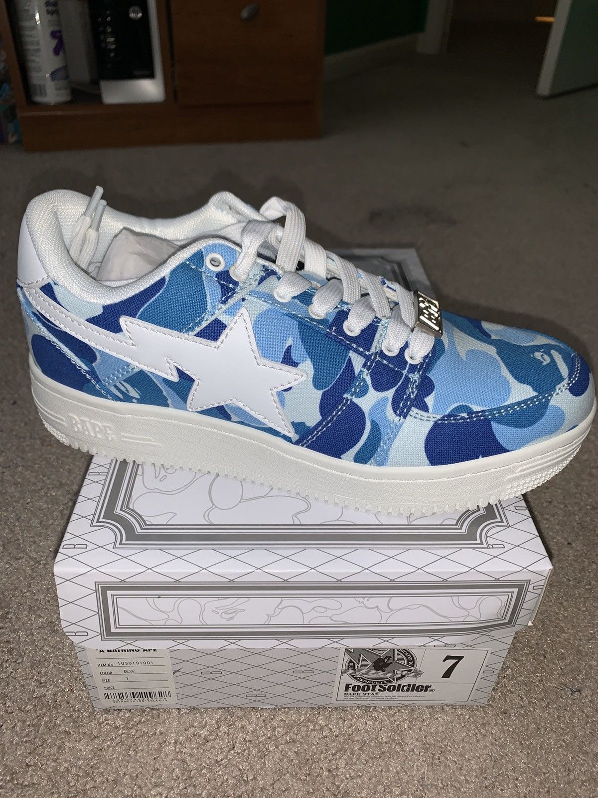 Bape Bapesta Classic Blue Camo | Grailed