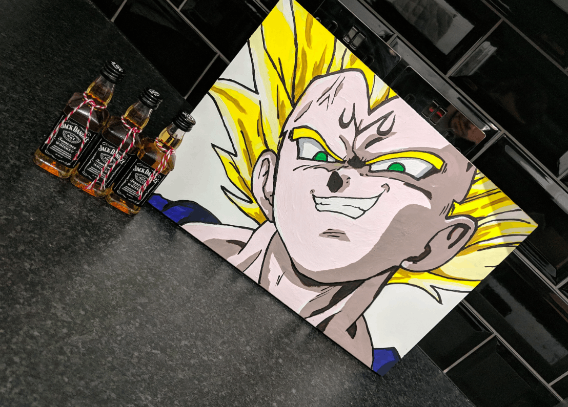 Custom Majin Vegeta SSJ2 Acrylic Painting (Dragon Ball Z) | Grailed