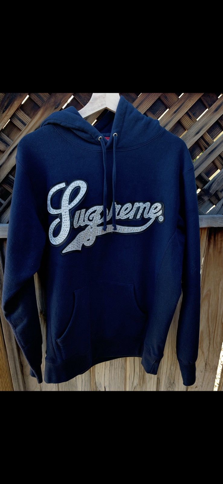 Supreme Studded Leather Script Hoodie | Grailed