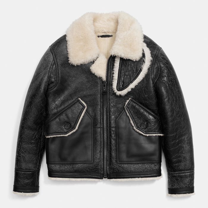 Coach Black Painted Shearling & Leather Jacket | Grailed