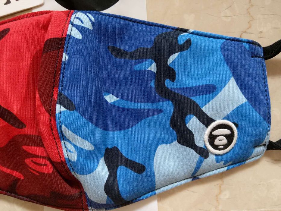 Bape aape red/blue camo Face Mask | Grailed
