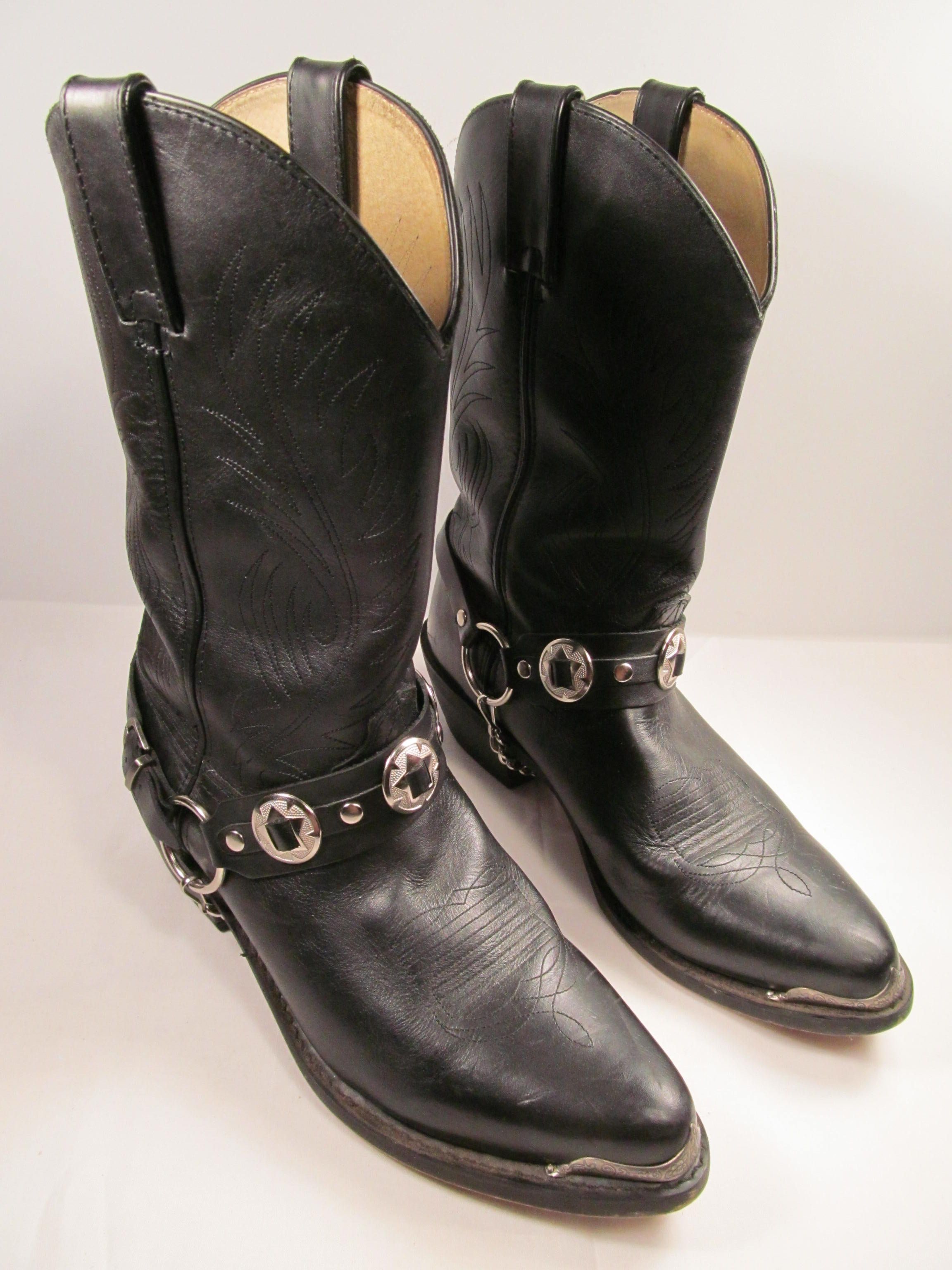 Durango Durango Mens Blacl Leather Boots With 11" Concho Strap | Grailed