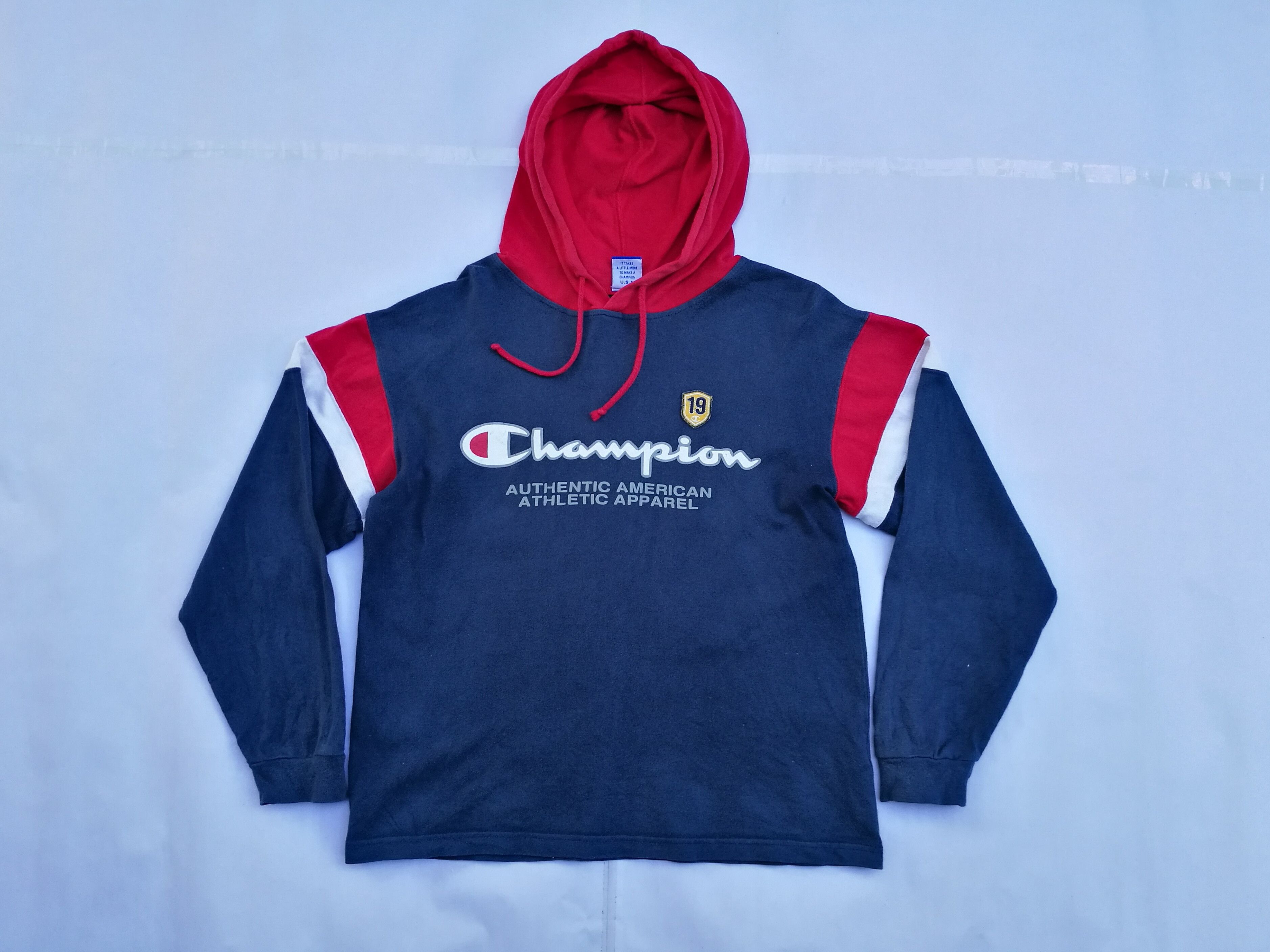 Vintage Champion Full Print Sweatshirt Made In USA with Hoodie | Grailed
