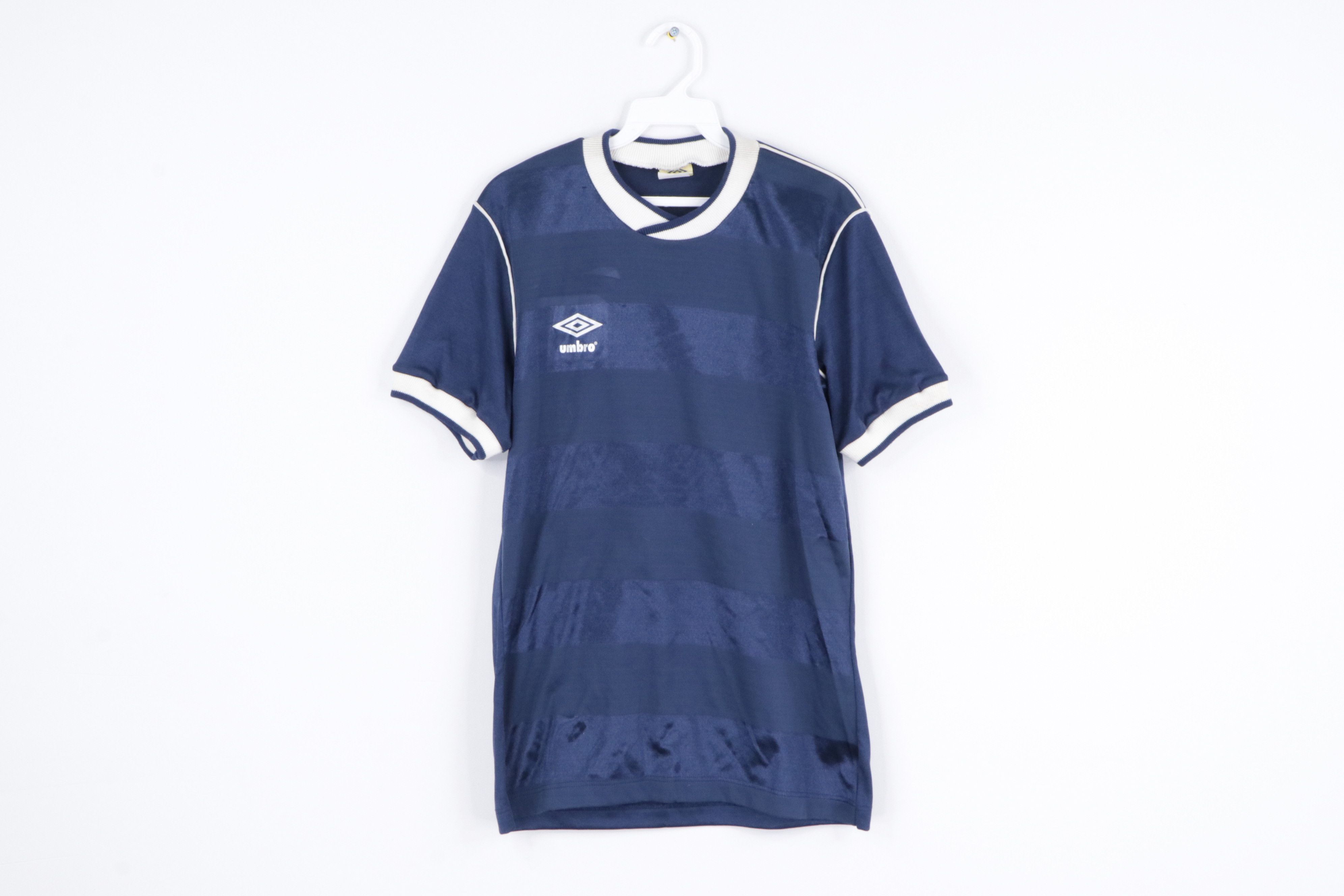 Umbro × Vintage NOS Vintage 80s Umbro Striped Soccer Jersey Blue | Grailed