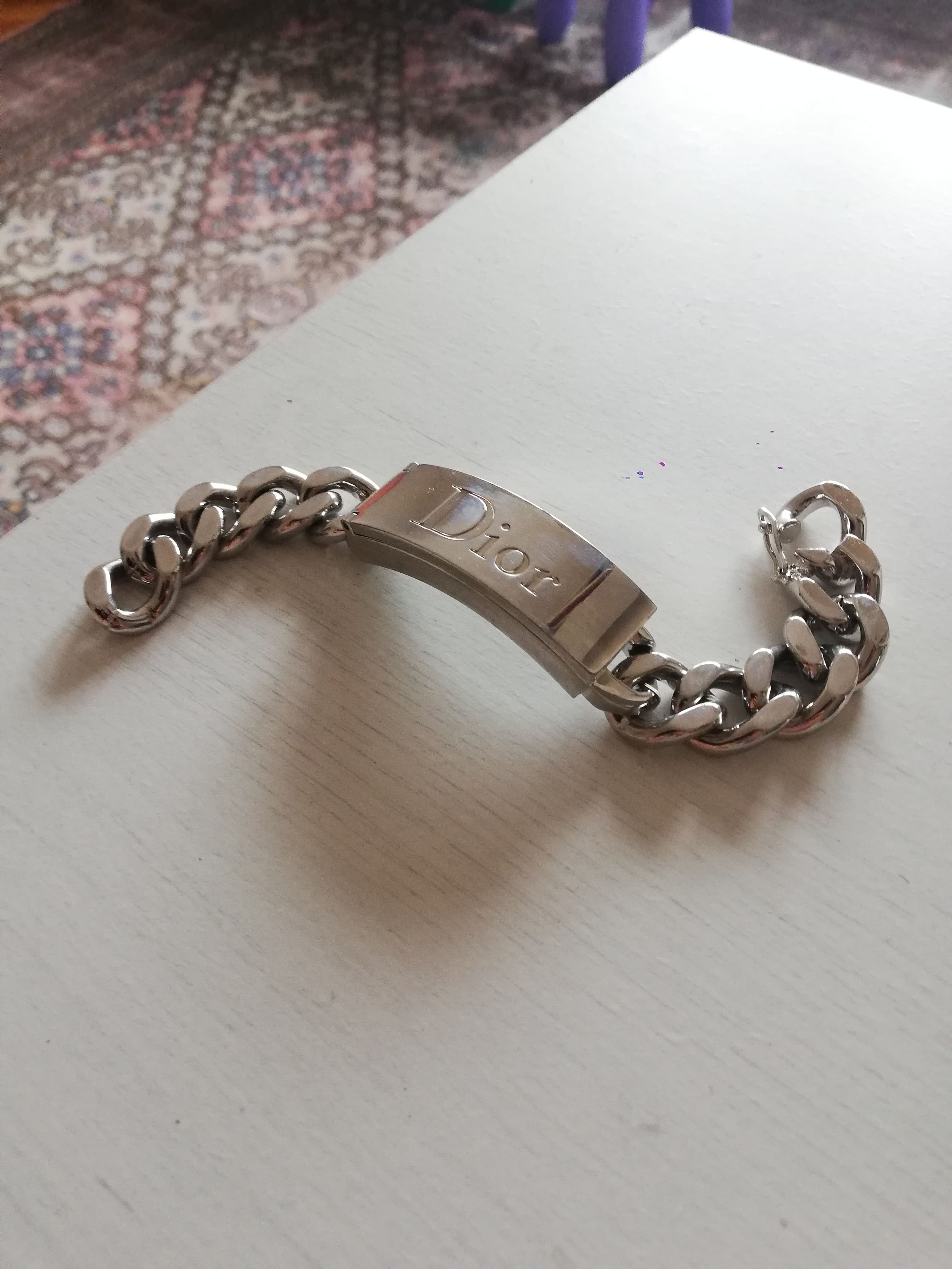 Dior Dior Cuban Link Silver Bracelet | Grailed