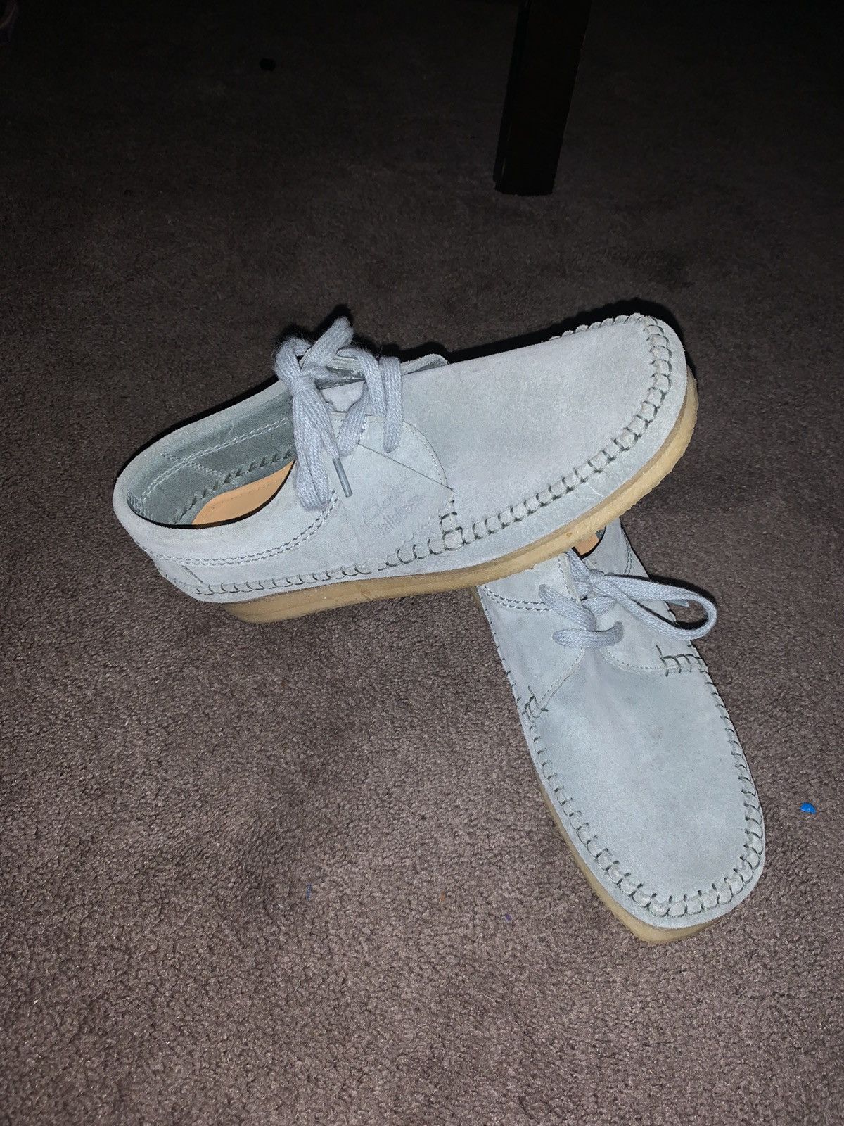 Clarks Clarks Wallabee suede low top baby blue size 6.5 | Grailed