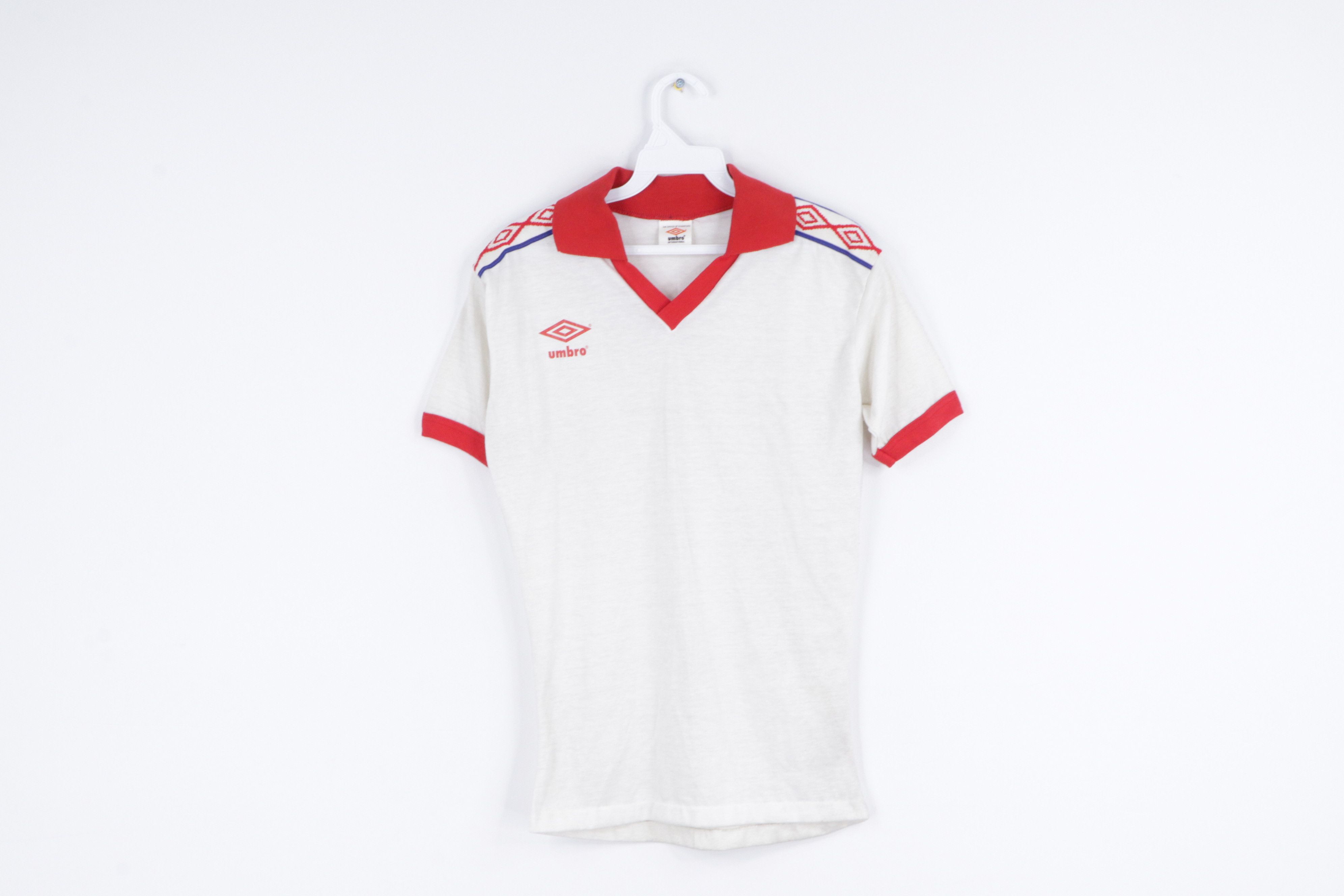Vintage Vintage 80s Umbro Taped Logo Collared Soccer Jersey White | Grailed