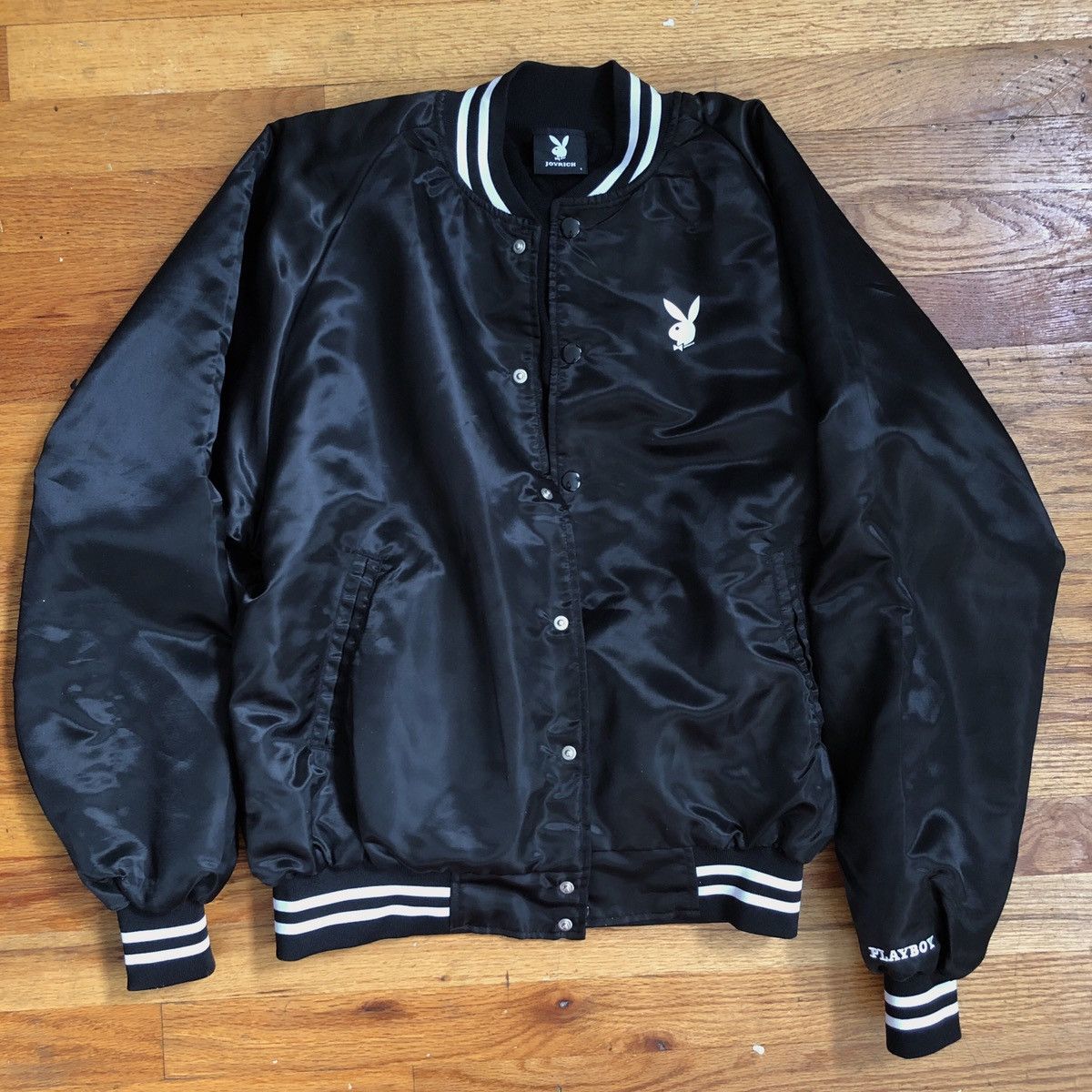 Joyrich 🔥 Joyrich x Playboy Black Satin Logo Bomber Jacket 🔥 | Grailed
