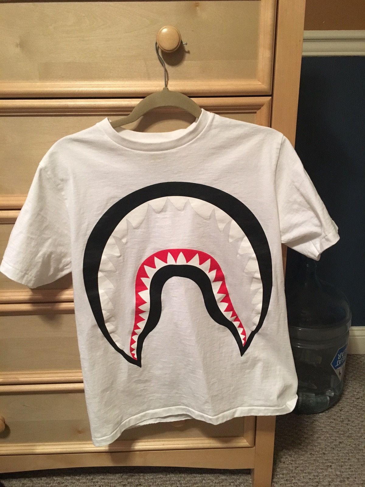 Bape White Shark Mouth Tee | Grailed
