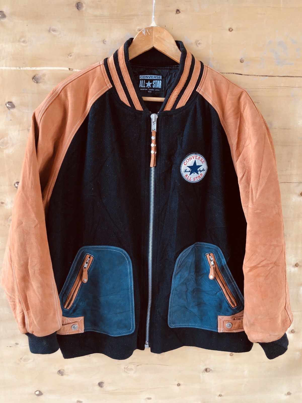 Converse Vintage 90s Converse All Star Boston USA Cowboy Biker Jacket ...