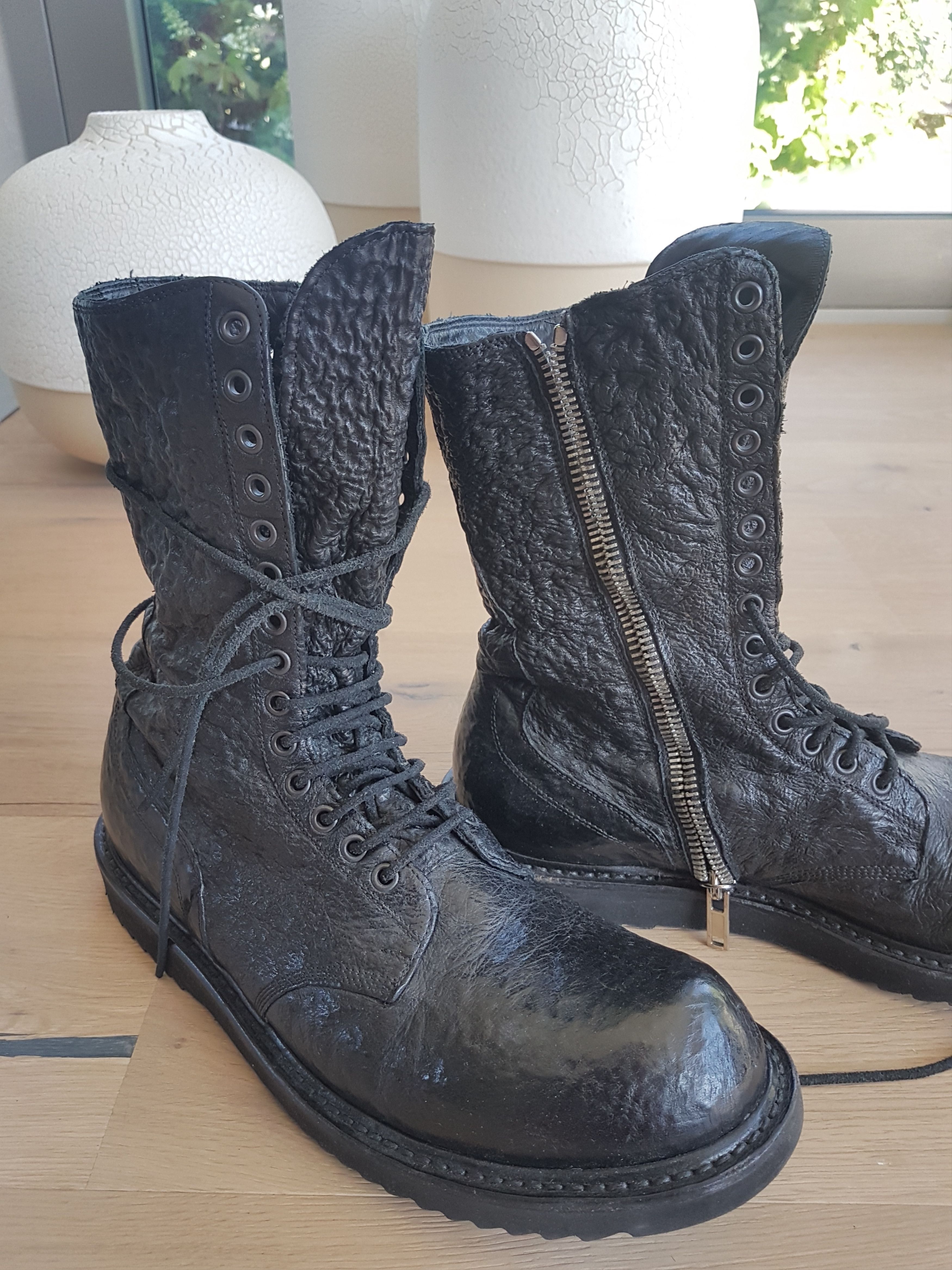 Rick Owens × Rick Owens Drkshdw Rick Owens Burnt/crinkled leather ...