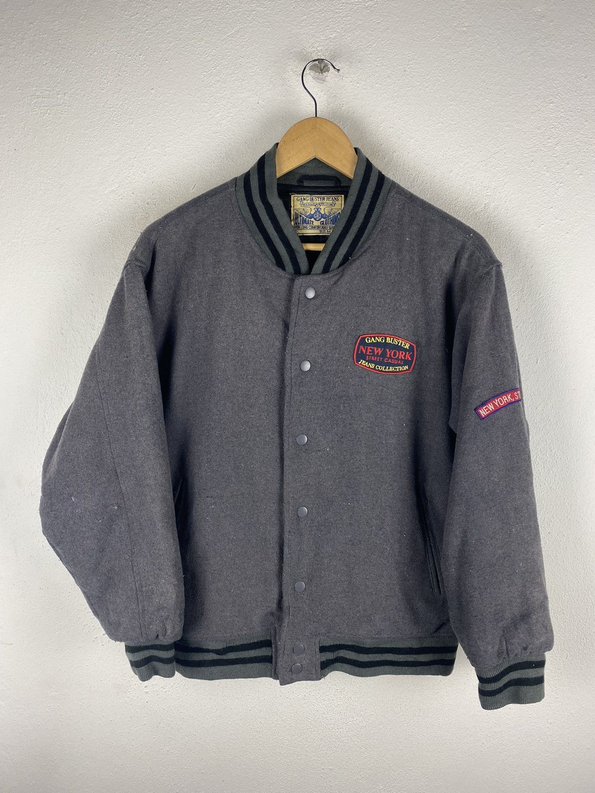 Brand GANG BUSTER NEW YORK STREET CASUAL VARSITY JACKET WOOL | Grailed