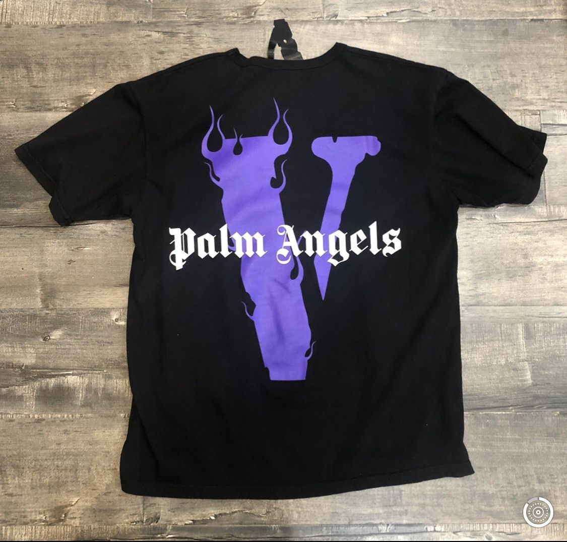 Vlone Vlone x Palm Angels Black/Purple Tee Small | Grailed