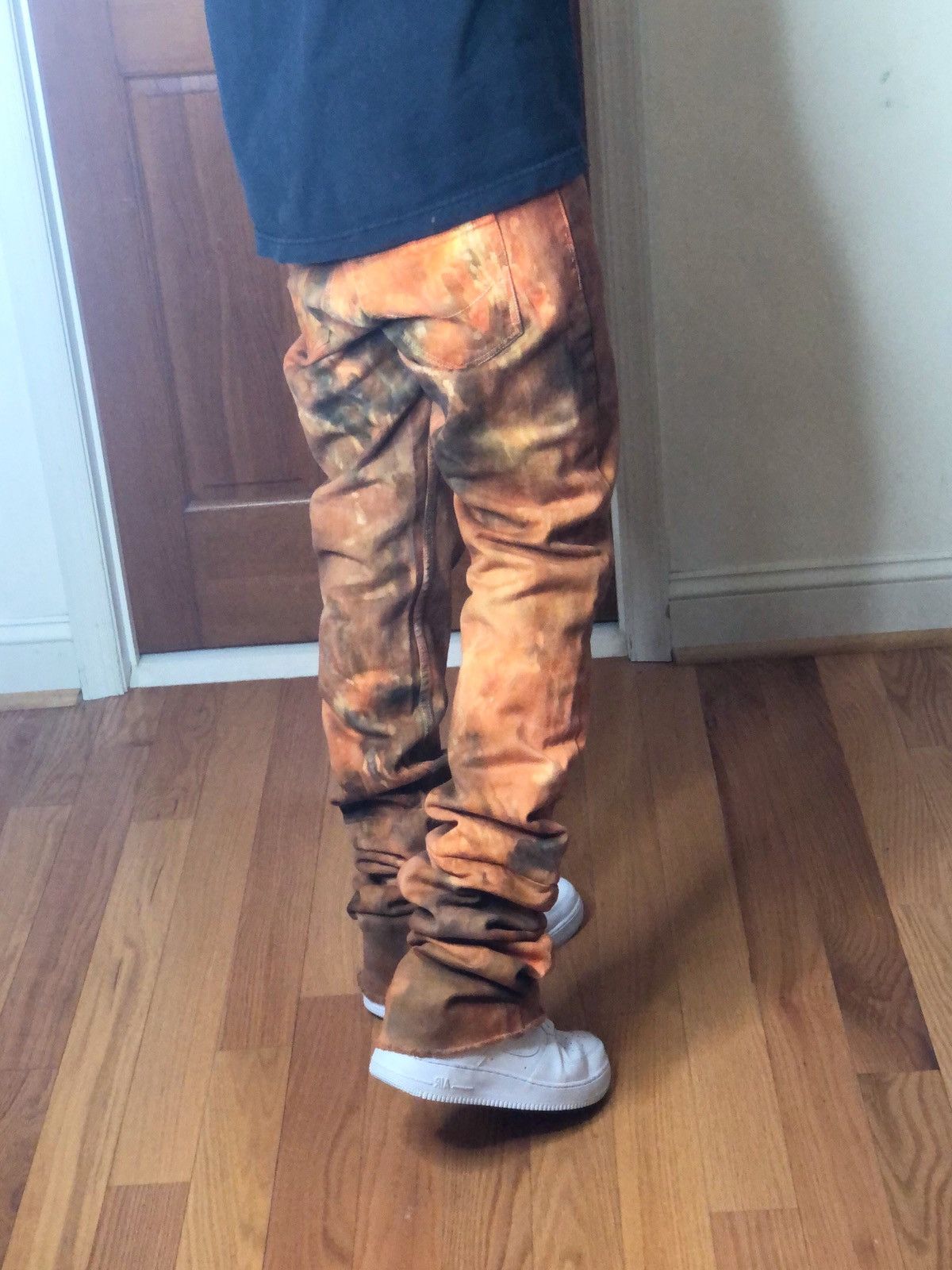 Custom Orange Slim fit Stacked Denim Jeans | Grailed
