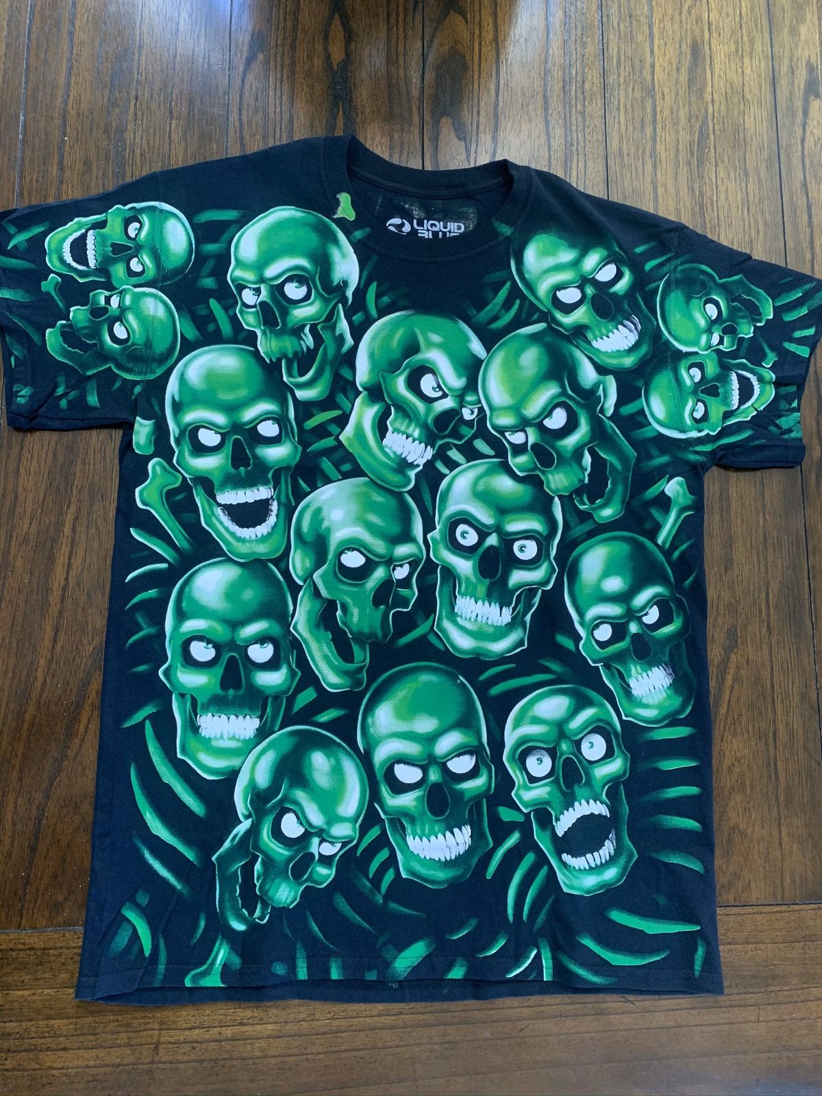 Liquid Blue × Travis Scott × Vintage Skeleton Pile Tee worn by Travis ...