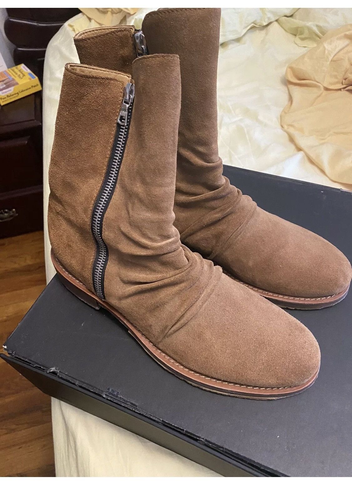 Amiri Brown stacked boots | Grailed