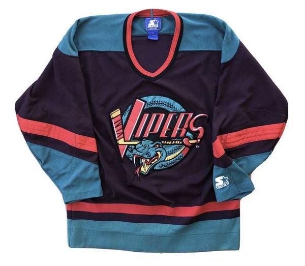 Vintage Rare DETROIT VIPERS Vtg 90s STARTER Hockey IHL SEWN Jersey ...