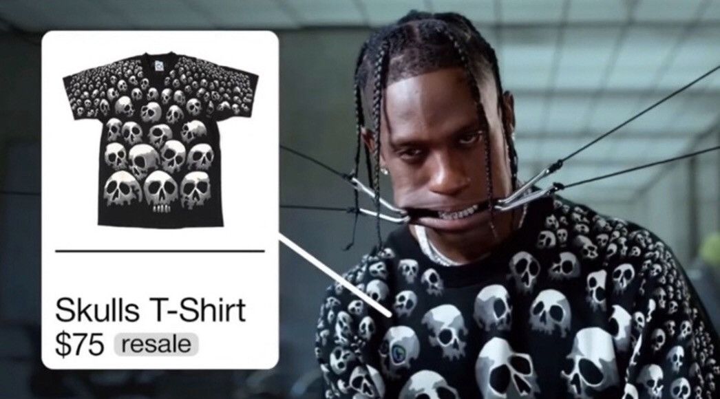 Travis Scott × Vintage Vintage travis scott skull tee | Grailed