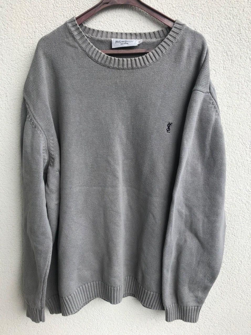 Yves Saint Laurent Grey YSL Logo Knit Sweater | Grailed