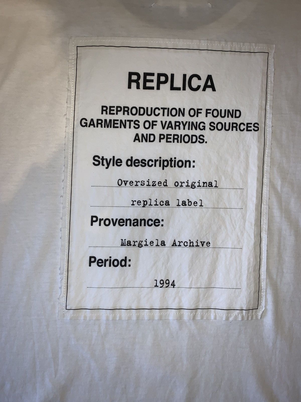 Maison Margiela 1994 Oversize Original Replica Label Tee in Off White ...