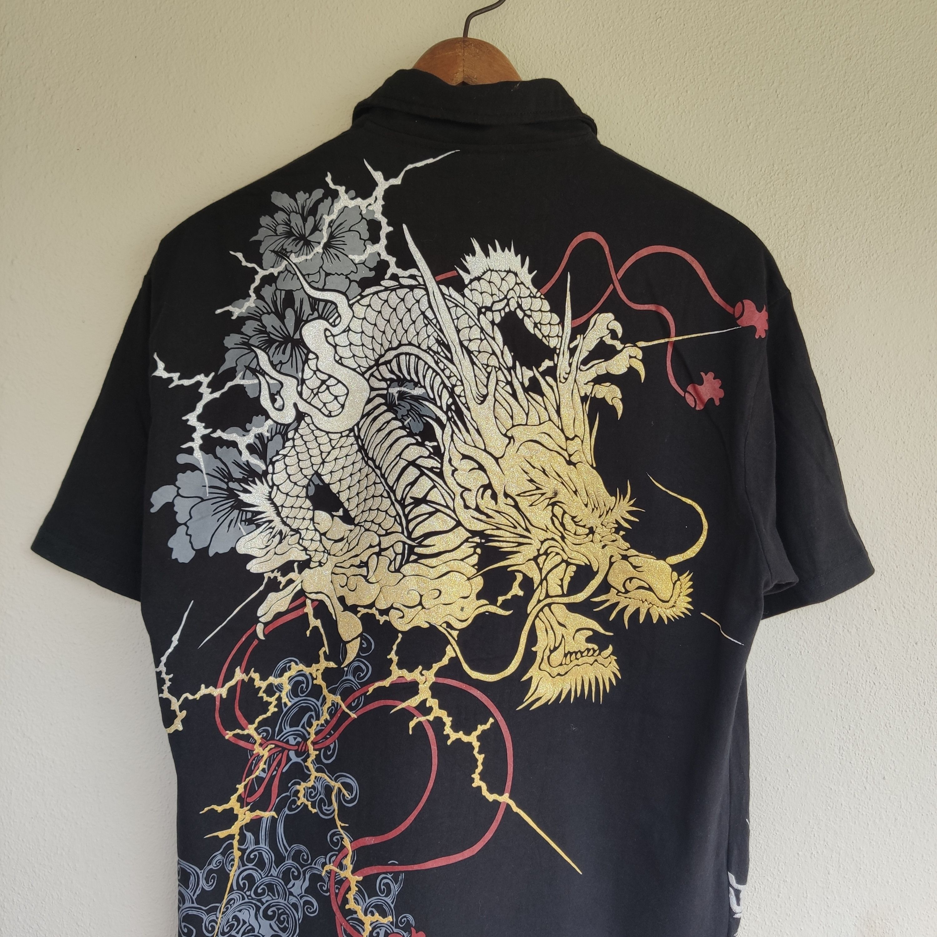 Japanese Brand × Very Rare RARE JAPANESE DRAGON DESIGN POLO SHIRT SIZE ...