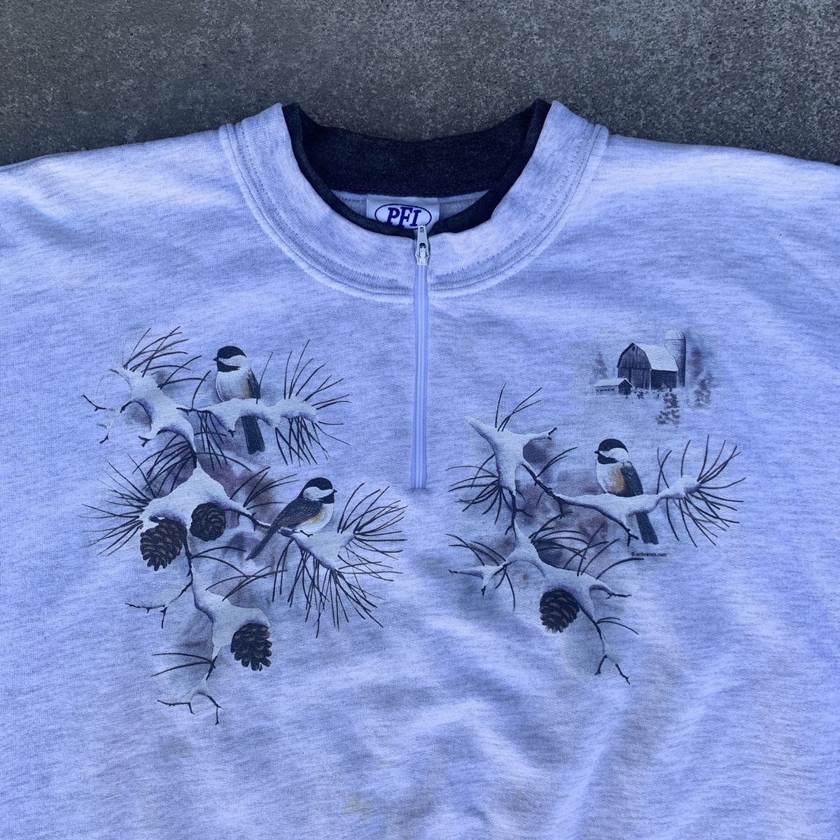 Vintage 🔥Vintage 90s double collar animal bird quarter zip pullover ...